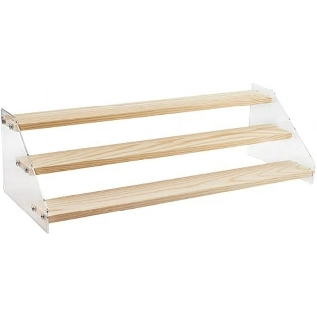 3-Tier Wooden Display Stand Step Wooden Table Display Stand Clear Figure Display Stand Tiered ...