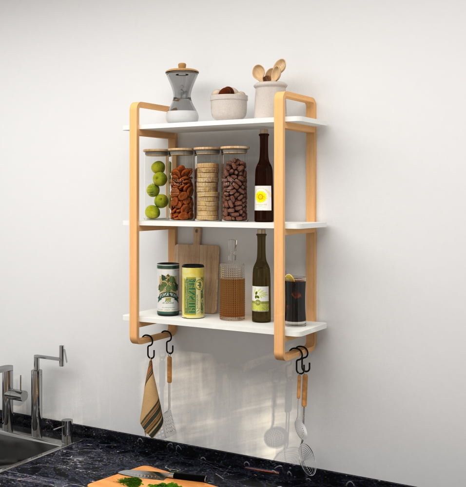 3-Tier Wooden Open Bookcase,Free Standing Storage Rack with Top Edge ...