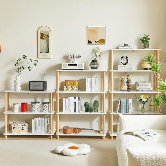 3-Tier Wooden Open Bookcase - Modern Freestanding Bookshelf Storage ...