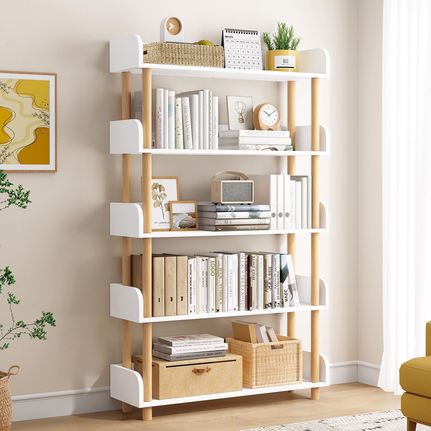 3-Tier Wooden Open Bookshelf Display Shelf with Standing Storage Rack ...