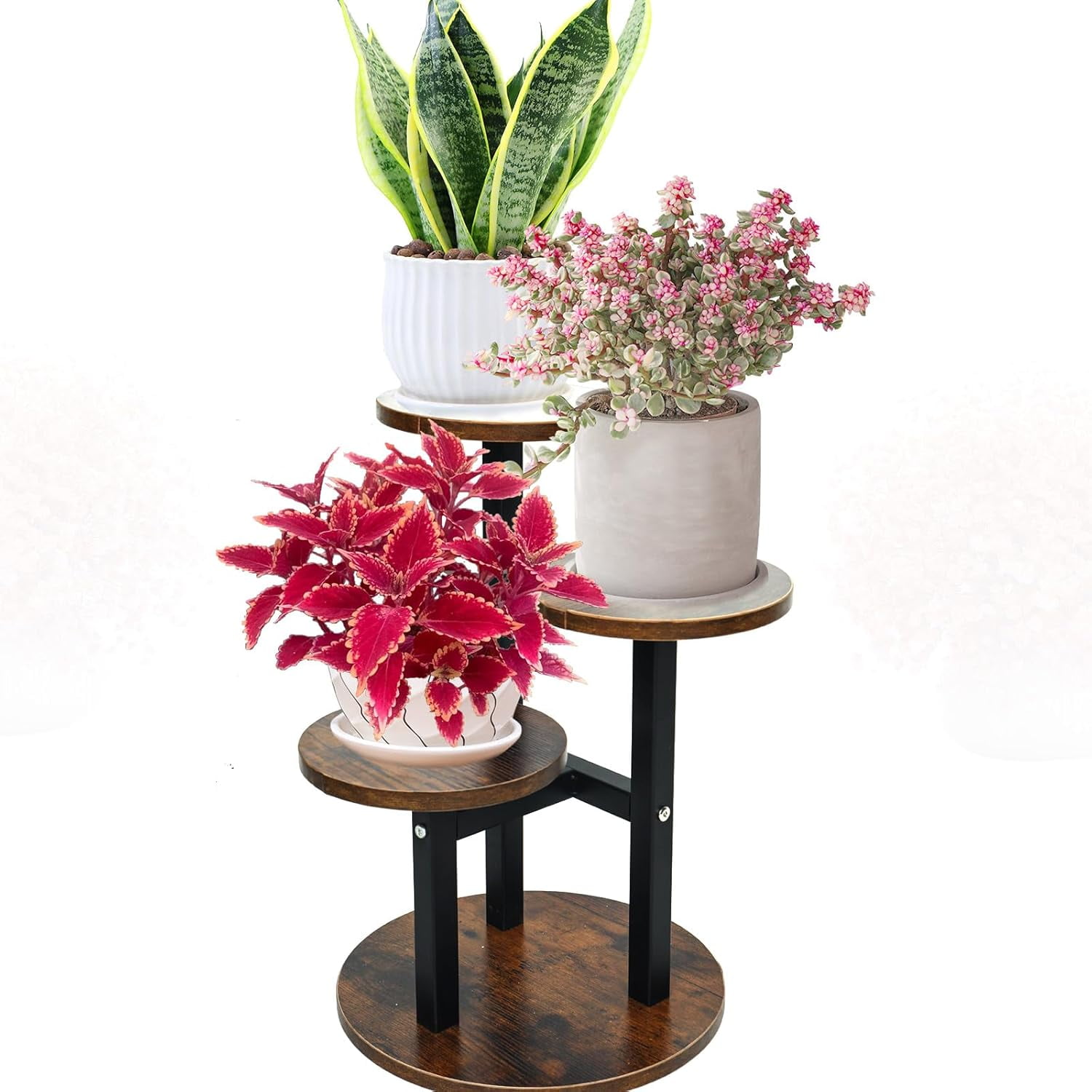3-Tier Wooden Plant Stand - Small and Sturdy Shelf for Indoor and ...