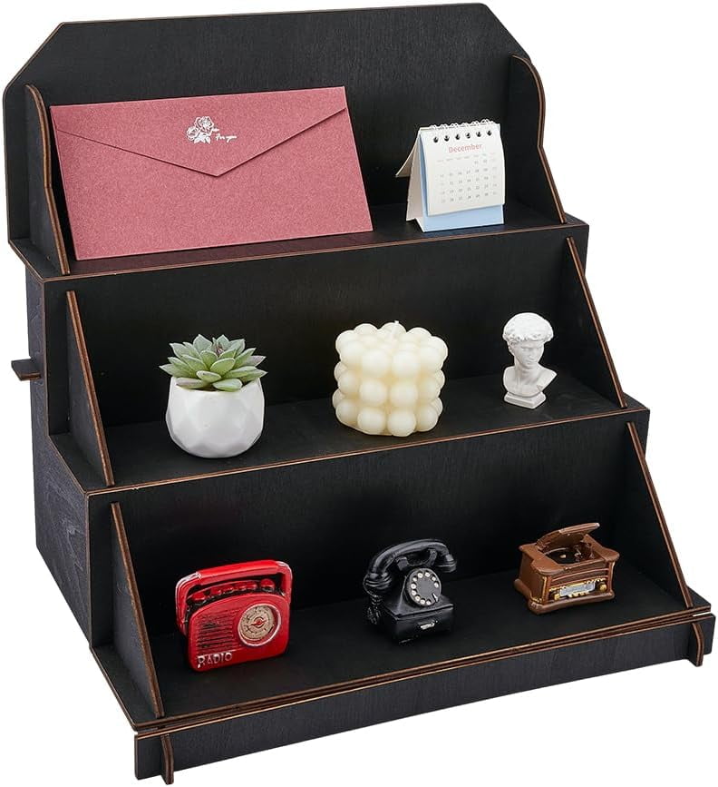 3-Tier Wooden Portable Retail Table Display Stand Riser Display Rack ...