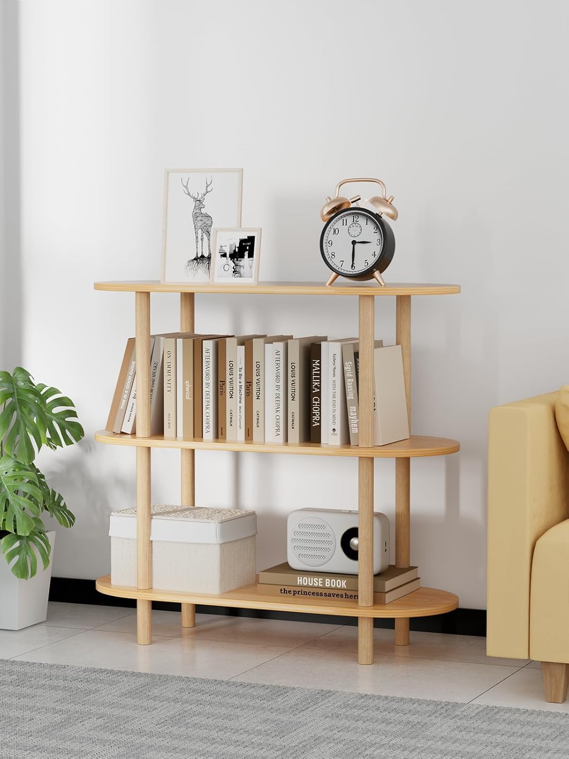 3-Tier Wooden Shelf Bookcase, Modern Open Bookshelf, Freestanding ...