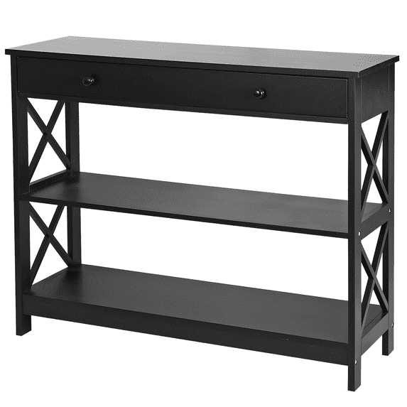 3 Tier X-Design Console Sofa Table for Entryway Living Room w/ Drawers ...