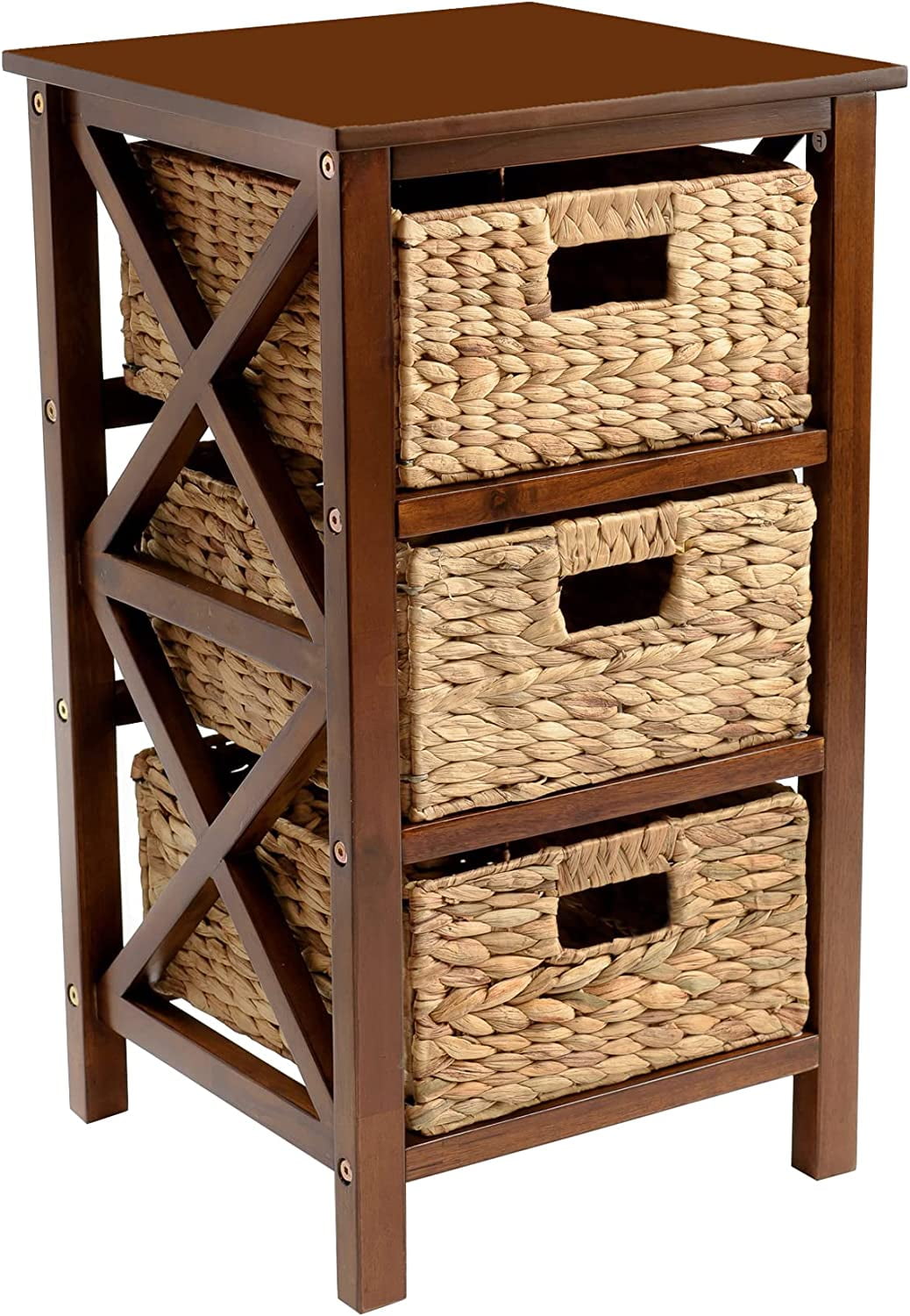 3 Tier X-Side Storage Drawer with 3 Wicker Baskets, Teal - Walmart.com