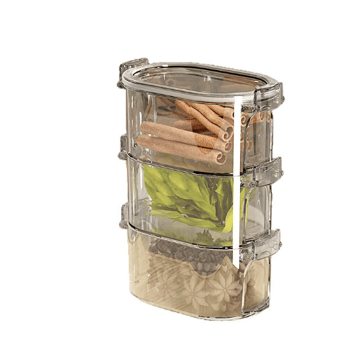 3-Tiered Seasoning Containers, Airtight Food Storage, Clear, Salt ...