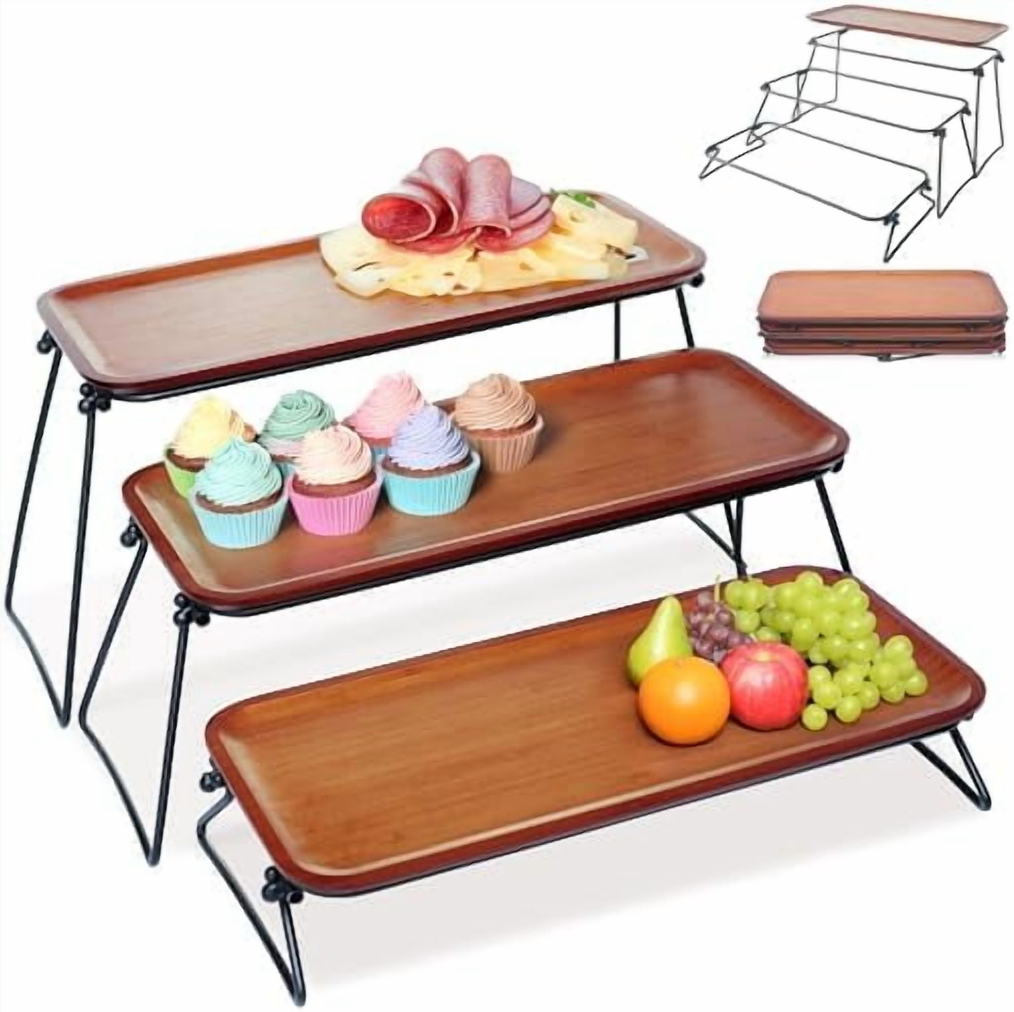 3 Tiered Tray Stand for Food Display, Collapsible 3 Tier Dessert Stands ...