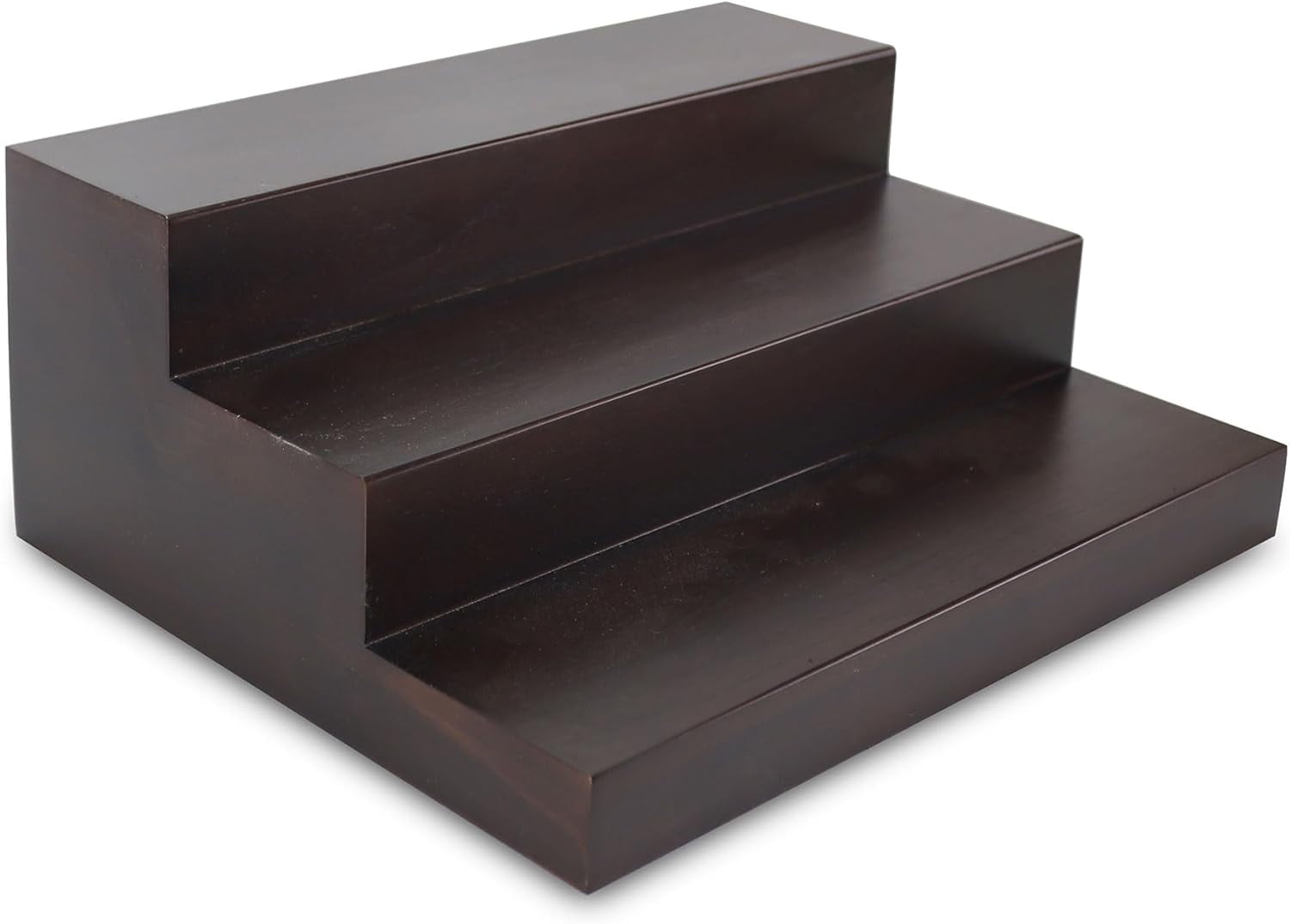 3 Tiered Walnut Wood Liquor Bottle Shelf, Back Bar Riser Display ...