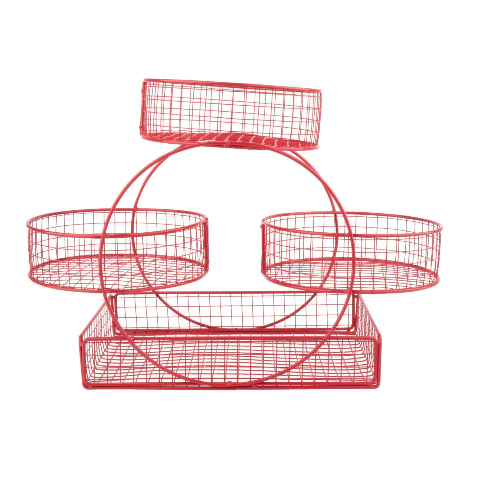 3 Tiered Wire Basket Stand for Fruits Vegetables Bread Sturdy Iron ...