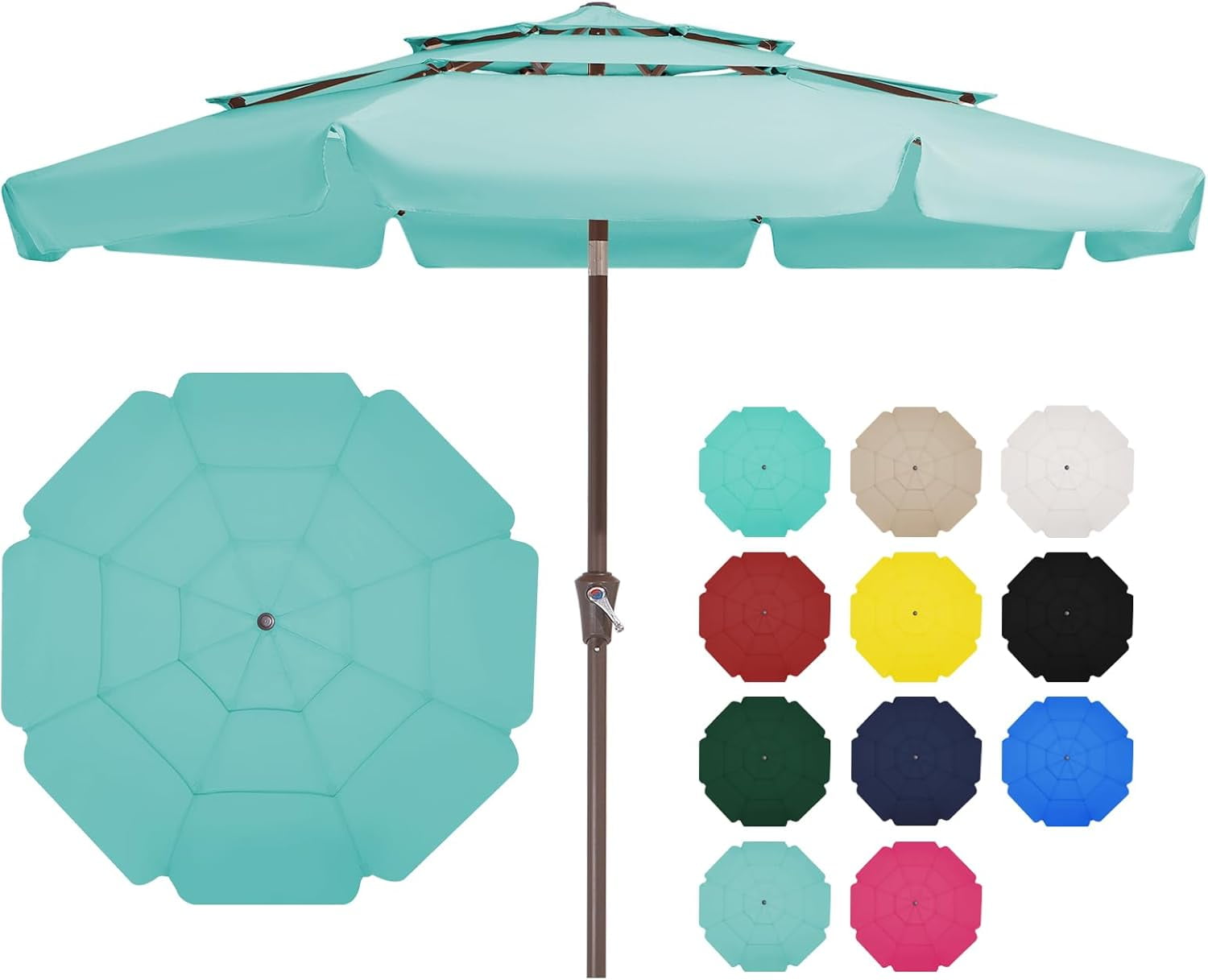 3 Tiers 10 FT Patio Umbrellas Outdoor Table Umbrella with Push Button ...