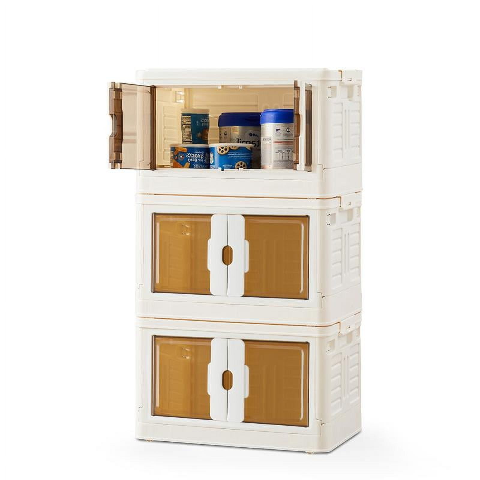 3 Tiers / 4 Stackable Plastic Storage Bins with Lid - 23QT Foldable ...