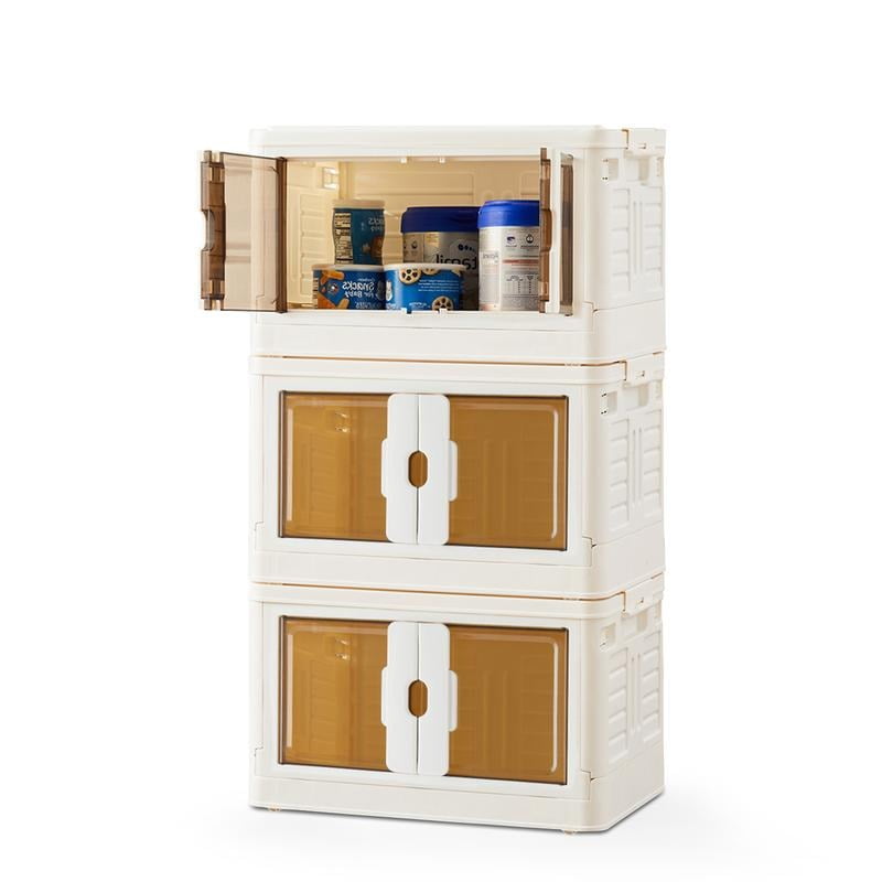 3 Tiers / 4 Stackable Plastic Storage Bins with Lid - 23QT Foldable ...