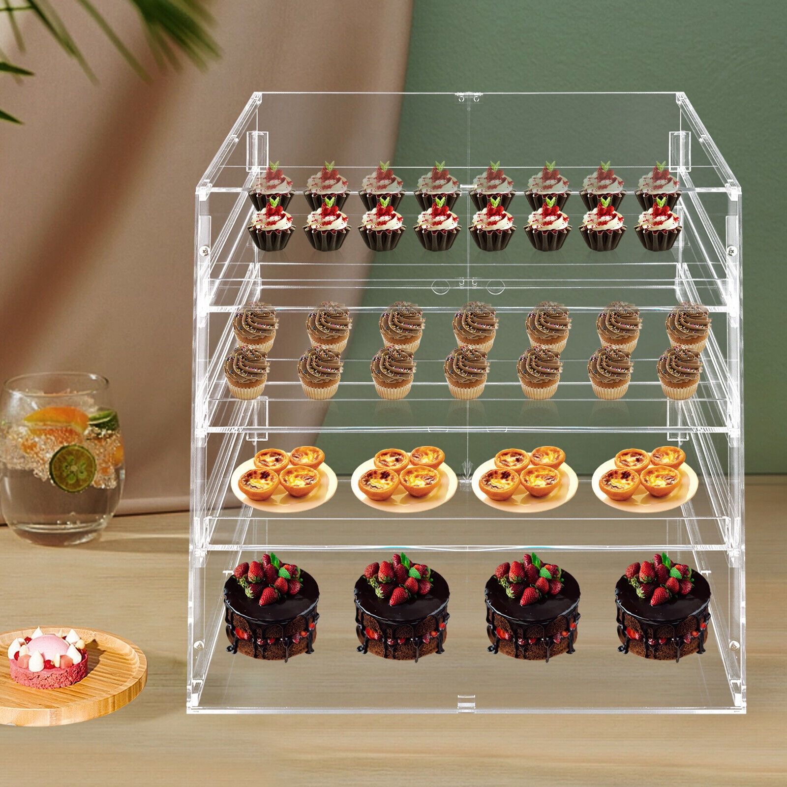3 Tiers Acrylic Cake Display Case Cabinet Cupcake Pastry Bakery Donut ...