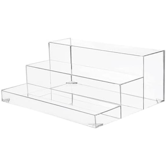 3 Tiers Assembled Bar Bottle Rack Display, Clear Acrylic Stand Riser ...