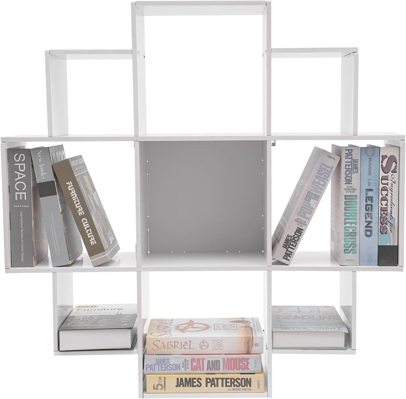 3 Tiers Bookcase,Wall-Mounted Book Shelf with 9 Compartments, Wall ...