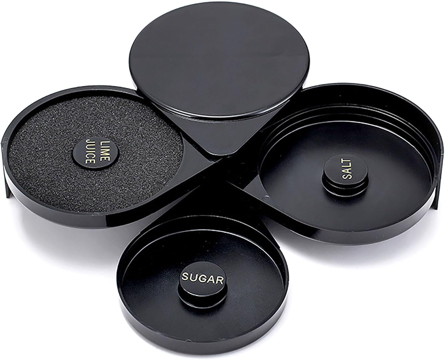 3 Tiers Cocktail Seasoning Box, Black Thick Plastic Margarita Salt ...