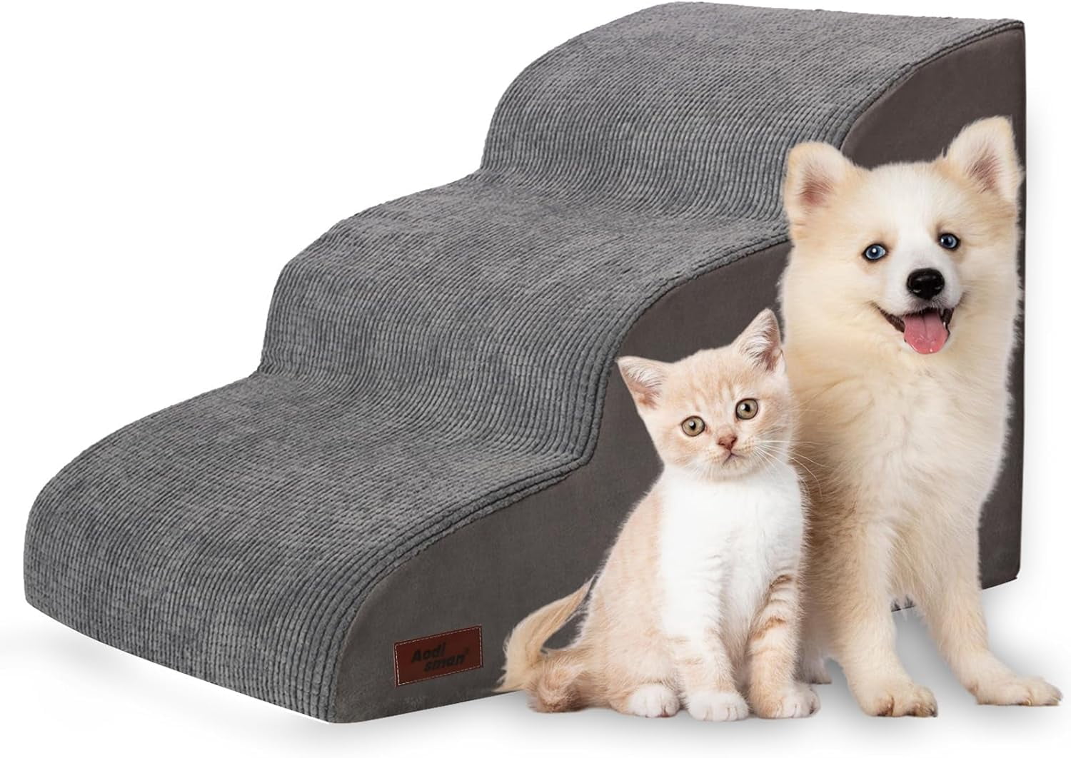 3 Tiers Dog Ramp and Stairs for Beds Or Couches - Non-Slip Sturdy Pet ...