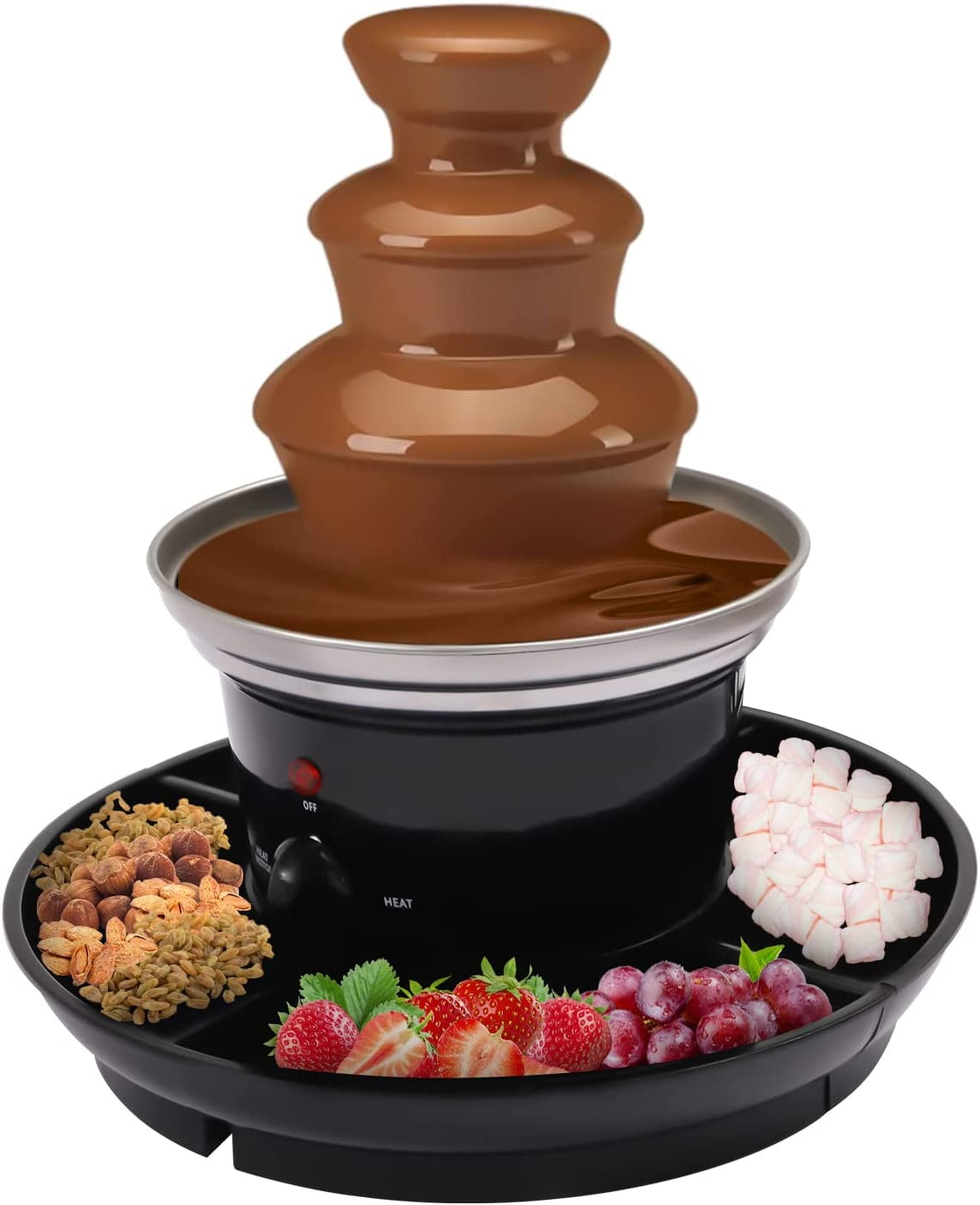 3 Tiers Electric Chocolate Fondue Machine Black Hot Chocolate Fondue ...