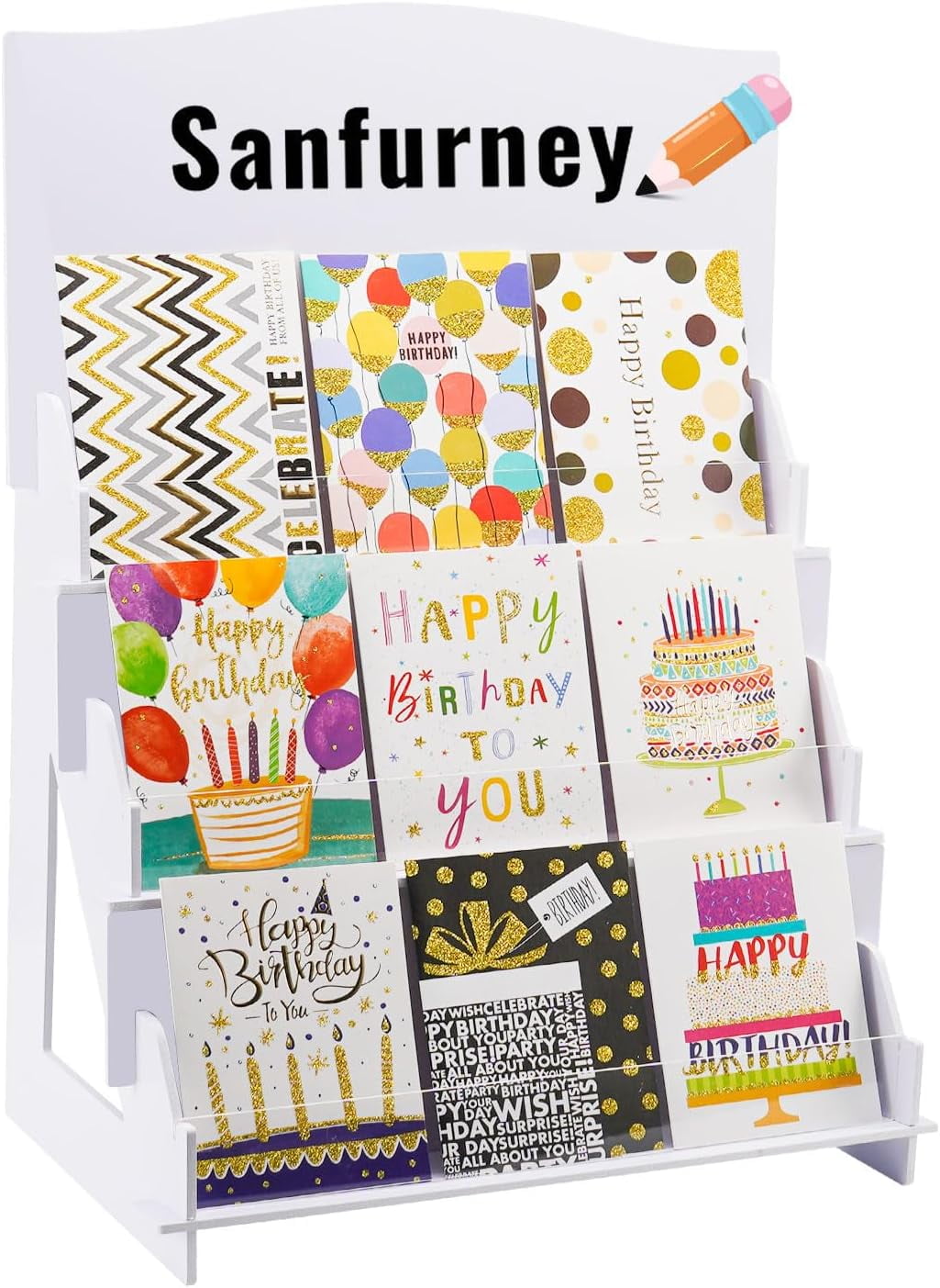 3 Tiers Greeting Card Display Stand Portable Card Display Rack with ...