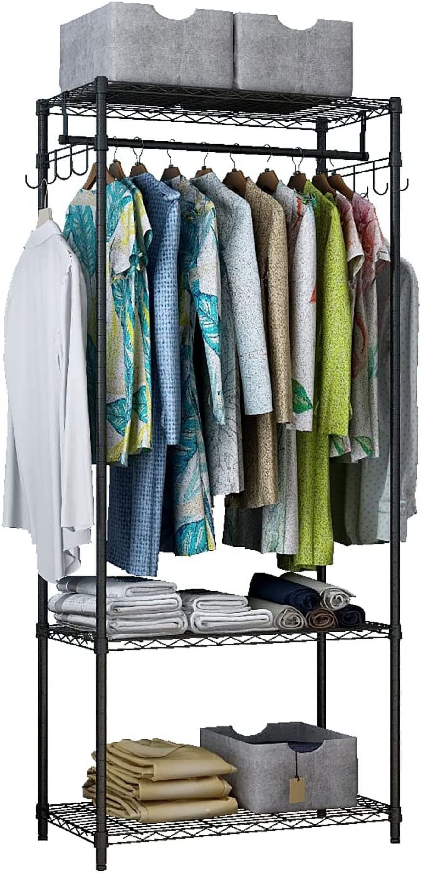 3 Tiers Heavy Duty Clothing Rack, Metal Garment Rack Coat Rack, Clothes ...