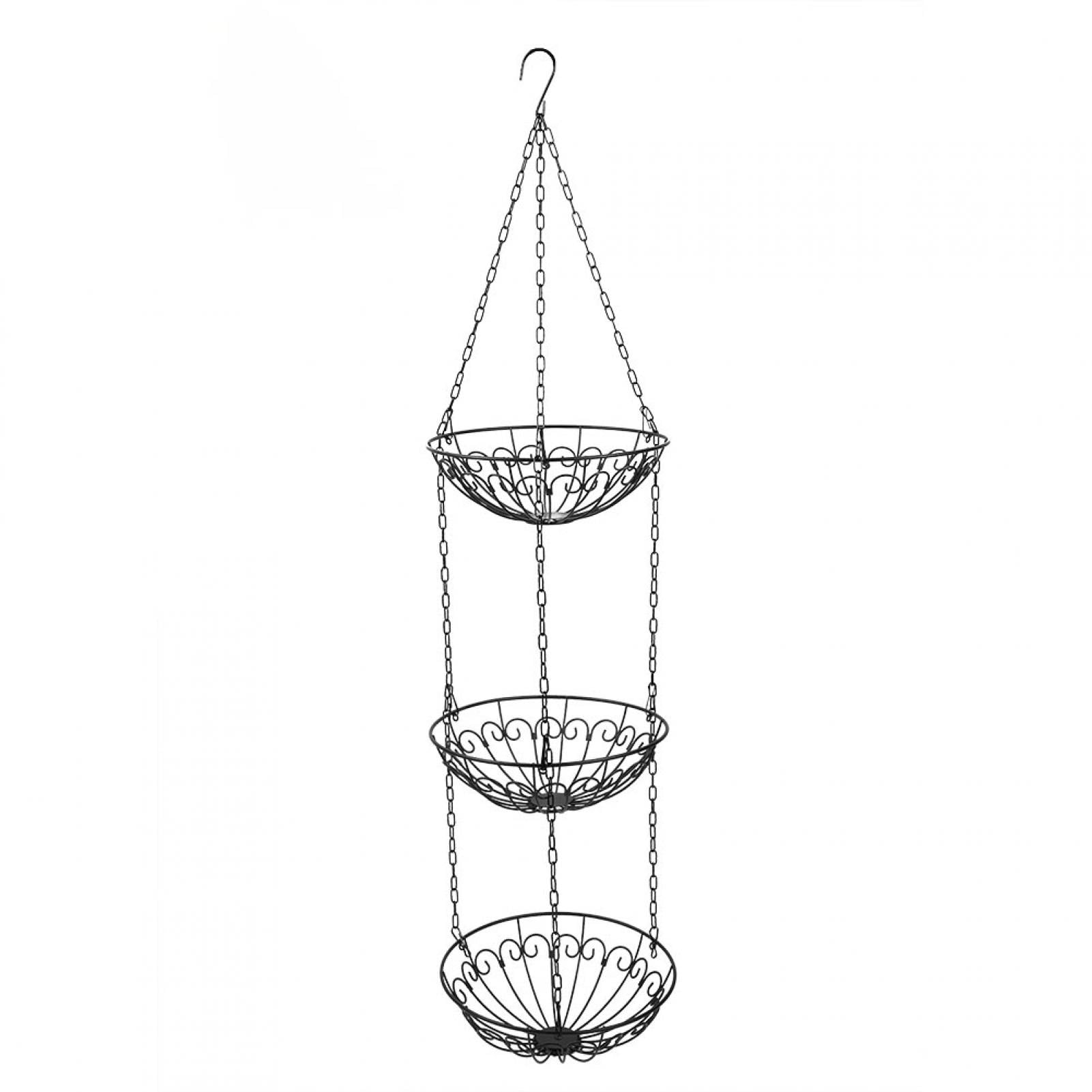 3 Tiers Hollow Out Iron Vegetable Fruit Hanging Basket Holder Kitchen ...