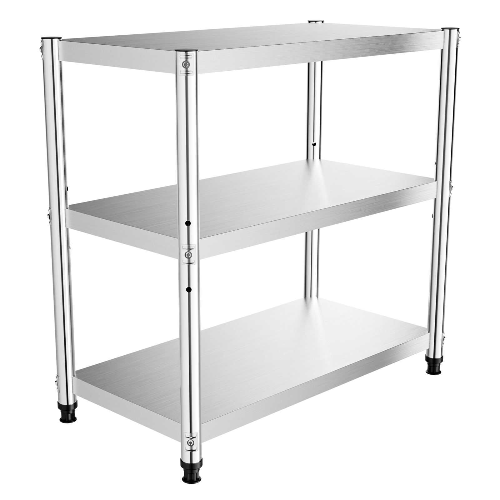 3 Tiers Kitchen Stainless Home Stand Shelf Heavy Duty Steel Rectangular ...