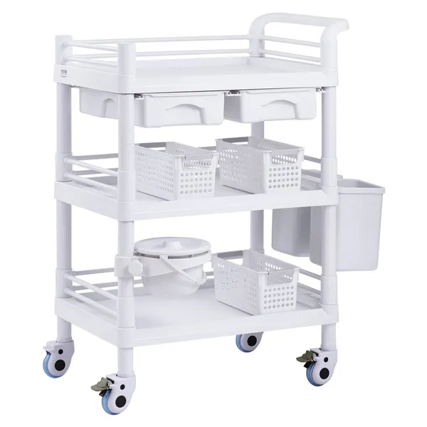 3 Tiers Lab Carts, Lab Utility Cart with 3 Trays & 4 Silent Wheels ...