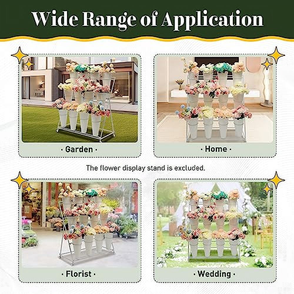 3 Tiers Metal Flower Plant Display Stand Shelf with Wheels and 12 ...