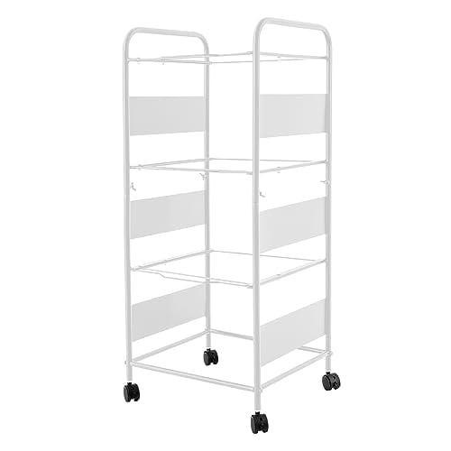 3 Tiers Metal Rolling File Carts w/Wheels, Modern Movable Pull-Out File ...