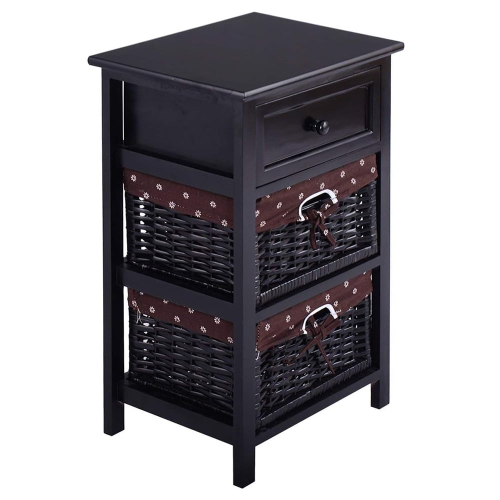 3 Tiers Night Stand, Modern Bedside Table, Wood Bedside End Table ...