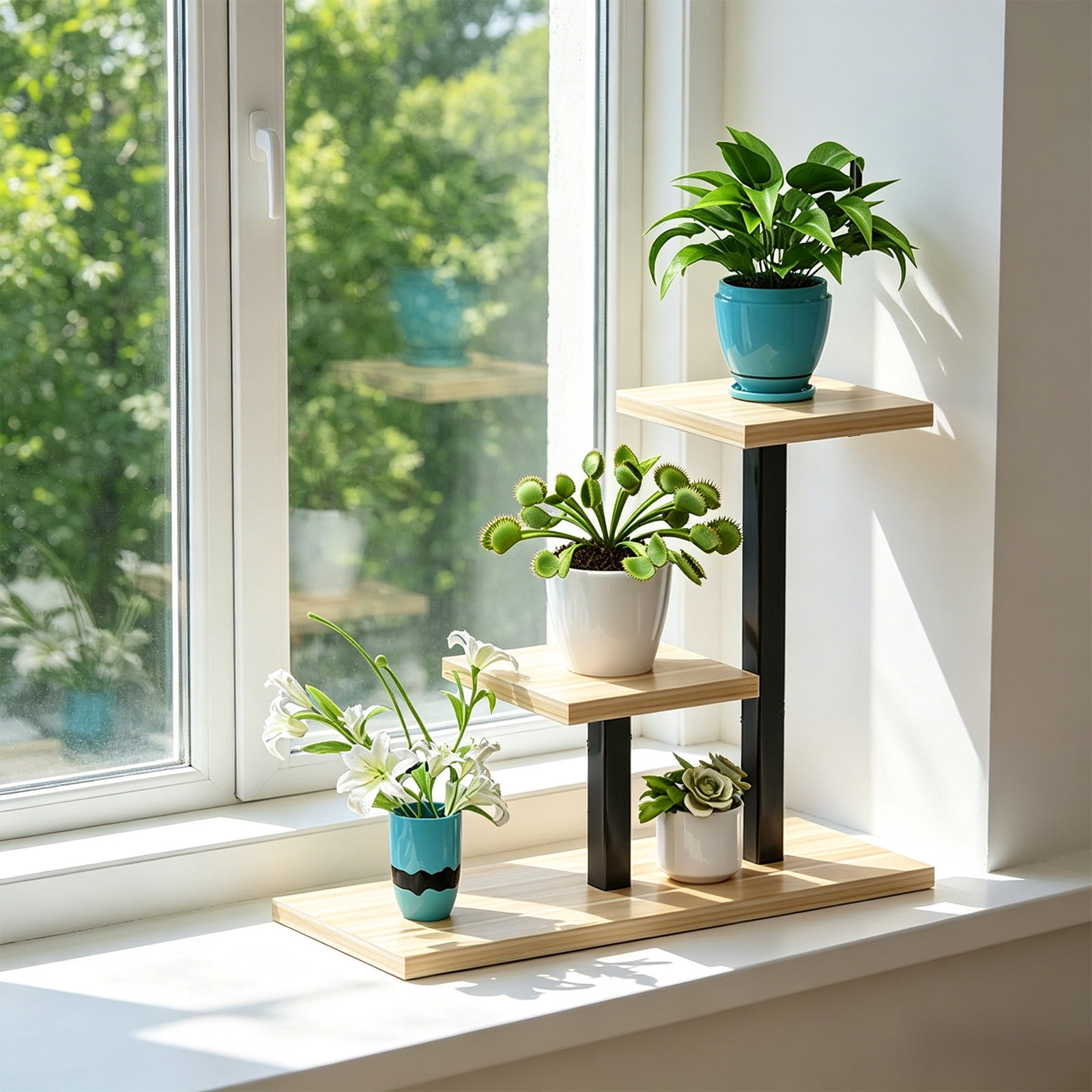 3 Tiers Plant Stand Indoor Corner Garden Shelf Flower Stands for Living ...