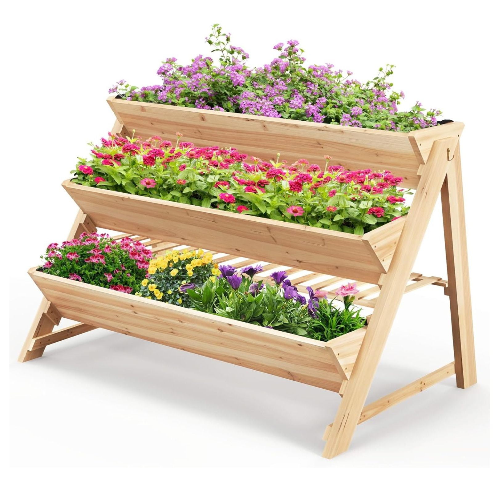 3 Tiers Raised Garden Bed, Wooden Garden Bed Elevated Garden Planter ...