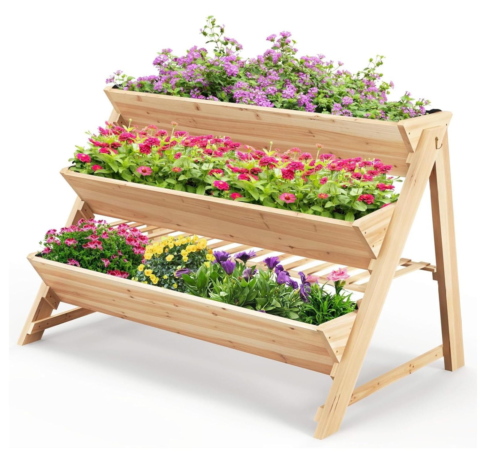 3 Tiers Raised Garden Bed, Wooden Garden Bed Elevated Garden Planter ...