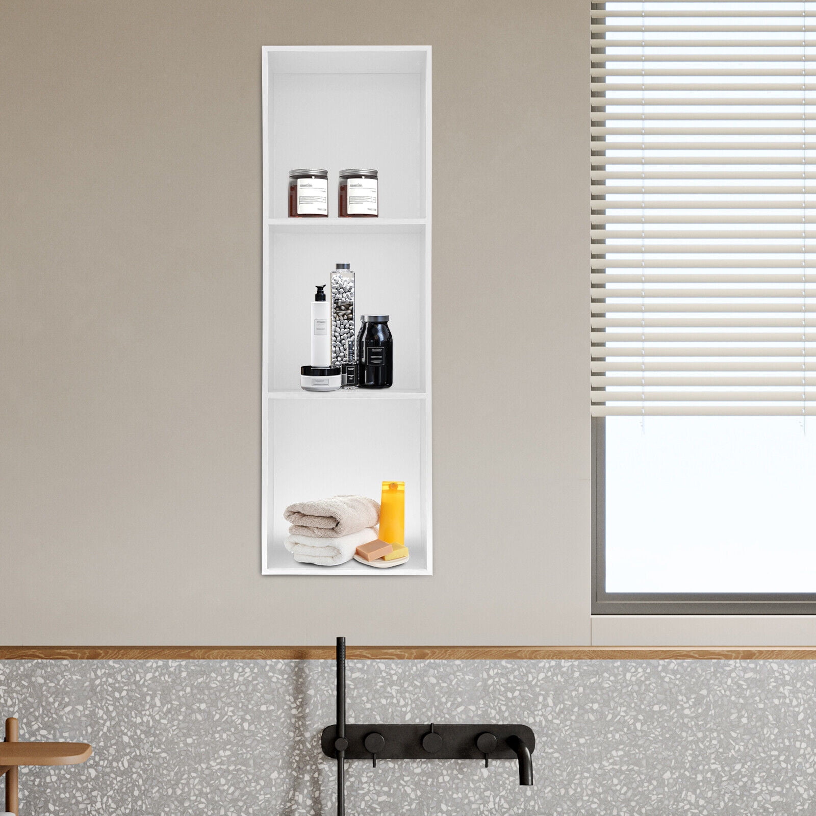 3 Tiers Recessed Shower Indoor Storage Shelf Stainless Steel Bathtub ...