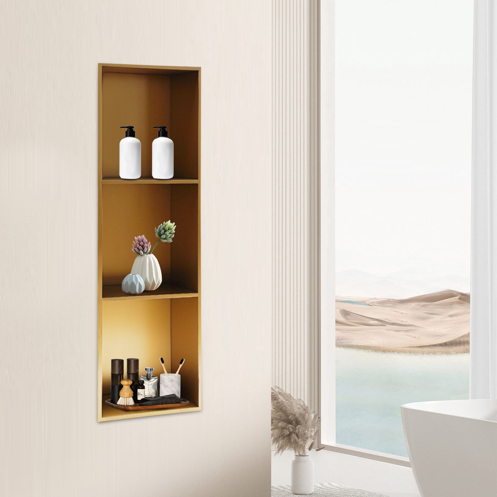 3 Tiers Recessed Shower Storage Shelf Bathroom Shelf Organizer ...