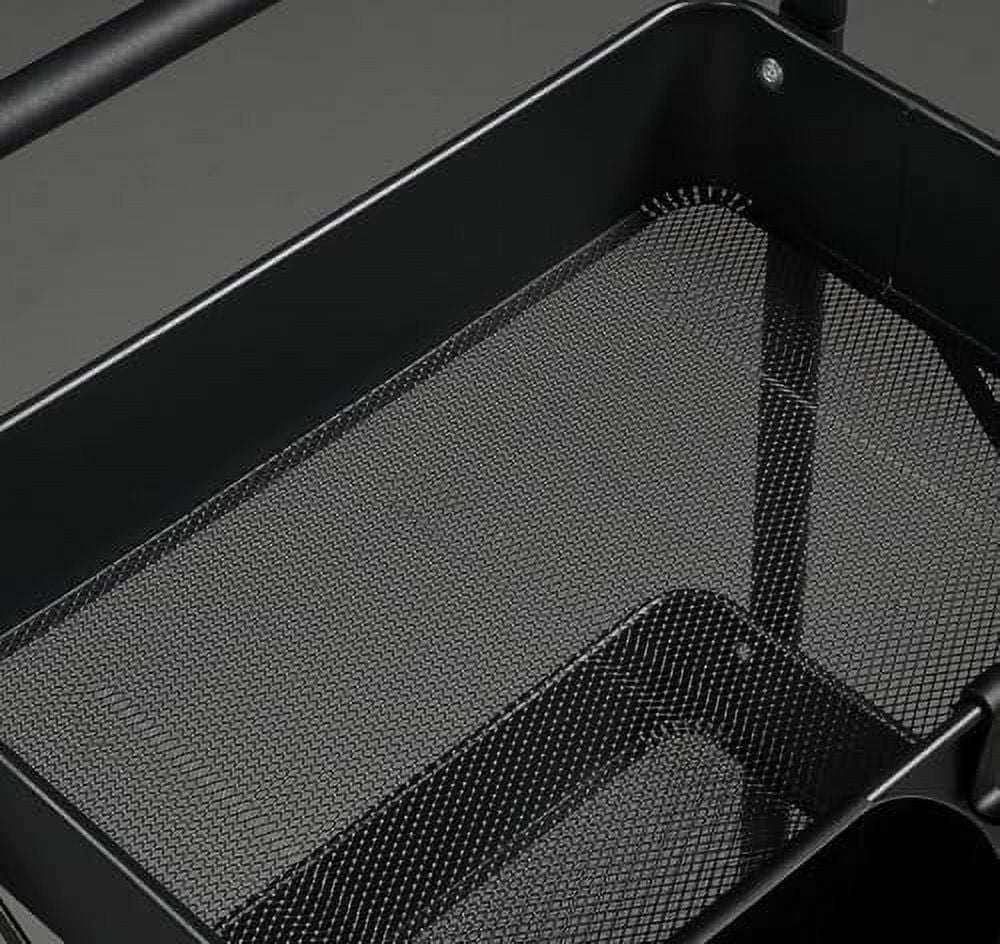 3 Tiers Rolling Cart with Handle, Foldable Metal Storage Cart with ...