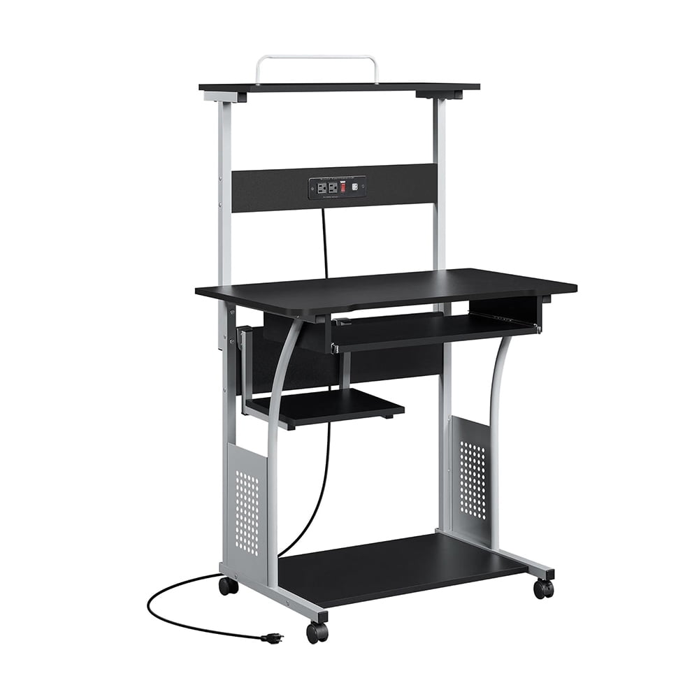 3 Tiers Rolling Computer Desk with Power Outlet and USB Ports, Space ...