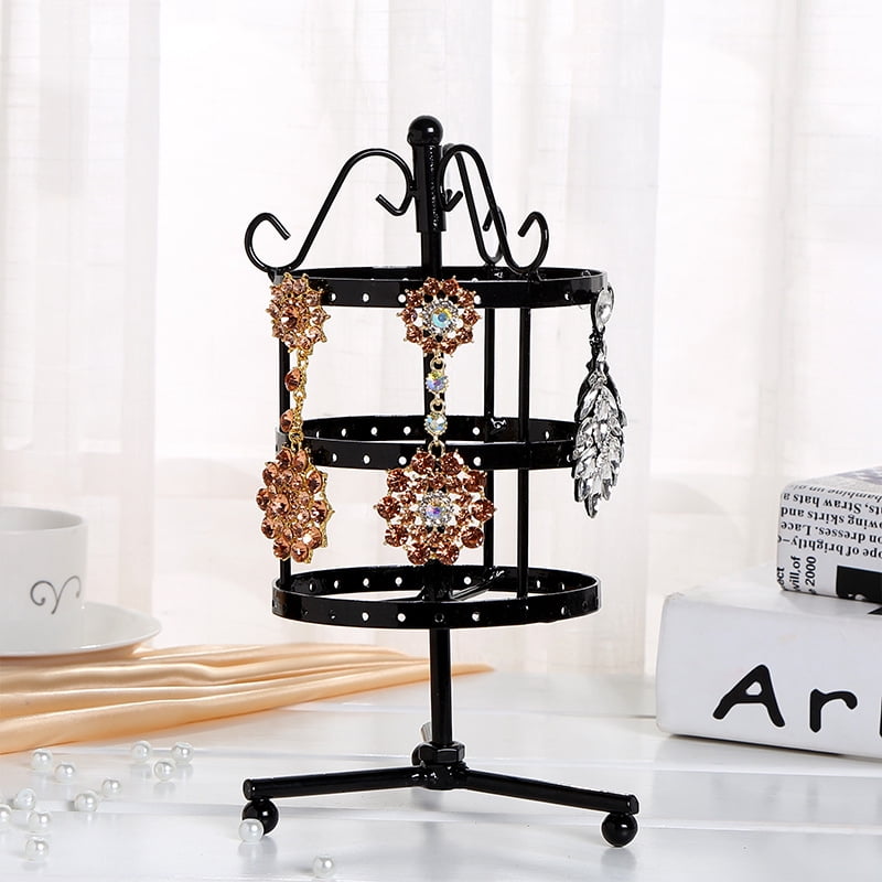 3 Tiers Rotating Earring Spin Table,72 Holes Earring Organizer Jewelry ...