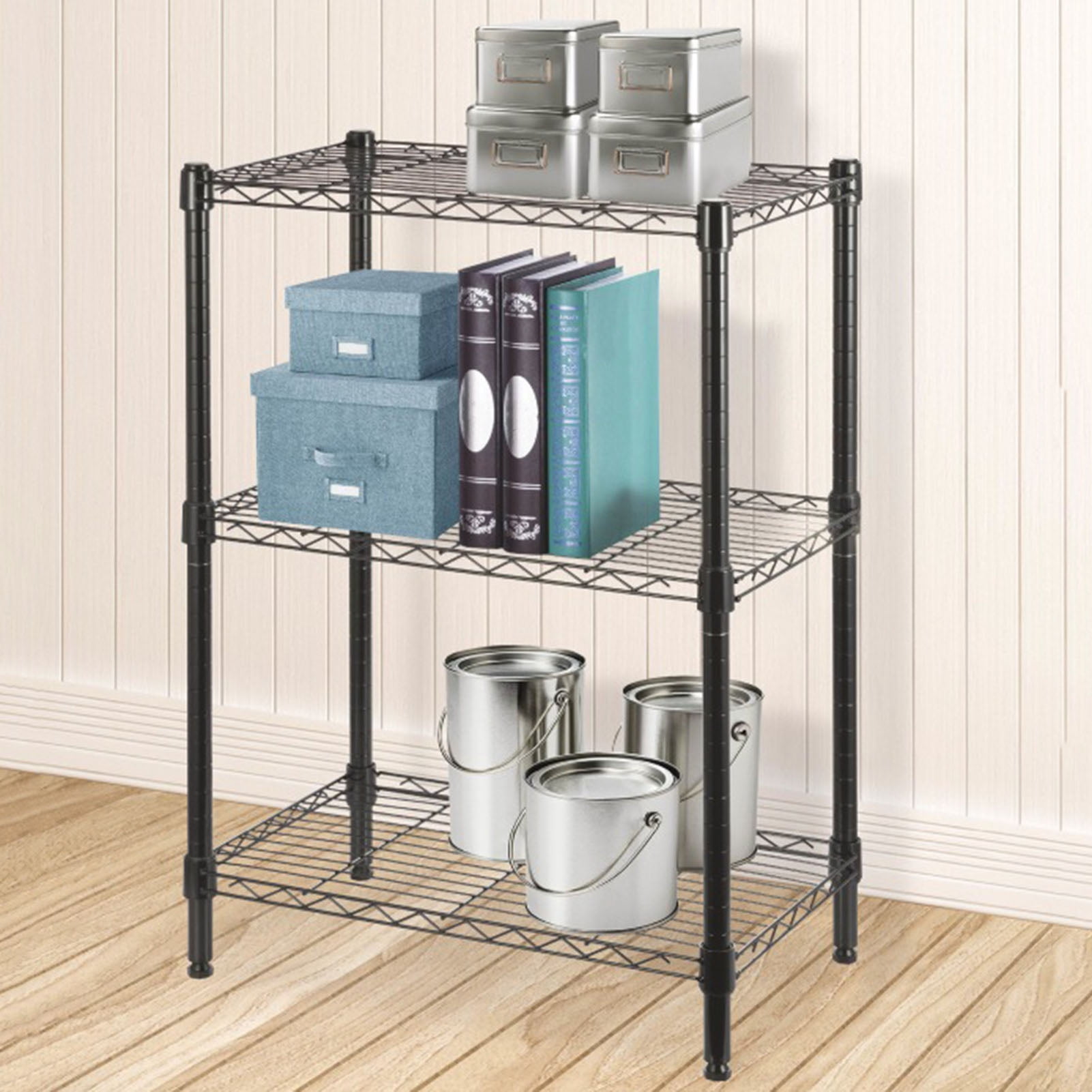 3 Tiers Shelf Wire Shelving Adjustable Storage Shelves Storage Rack ...