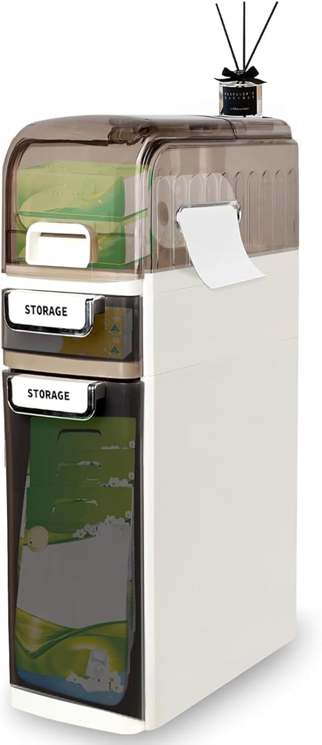 3-Tiers Slim Bathroom Storage Cabinet, Narrow Bathroom Storage Cabinet ...