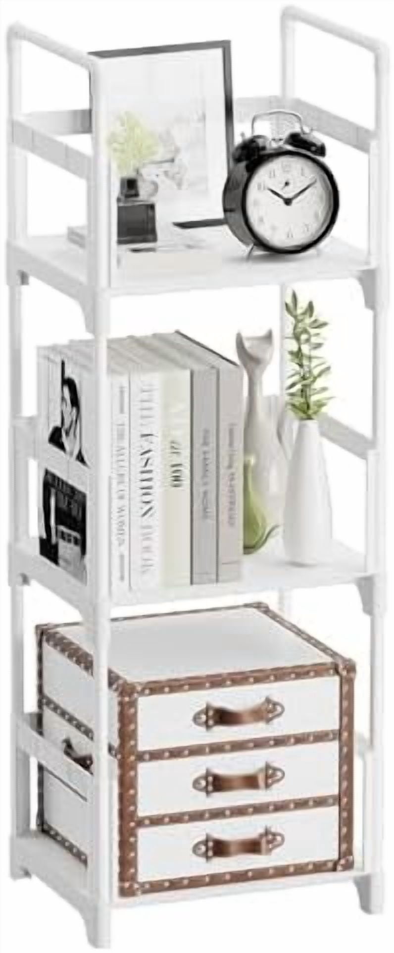 3 Tiers Small Bookshelf Book Shelf White Kids Bookcase Mini Short Book ...