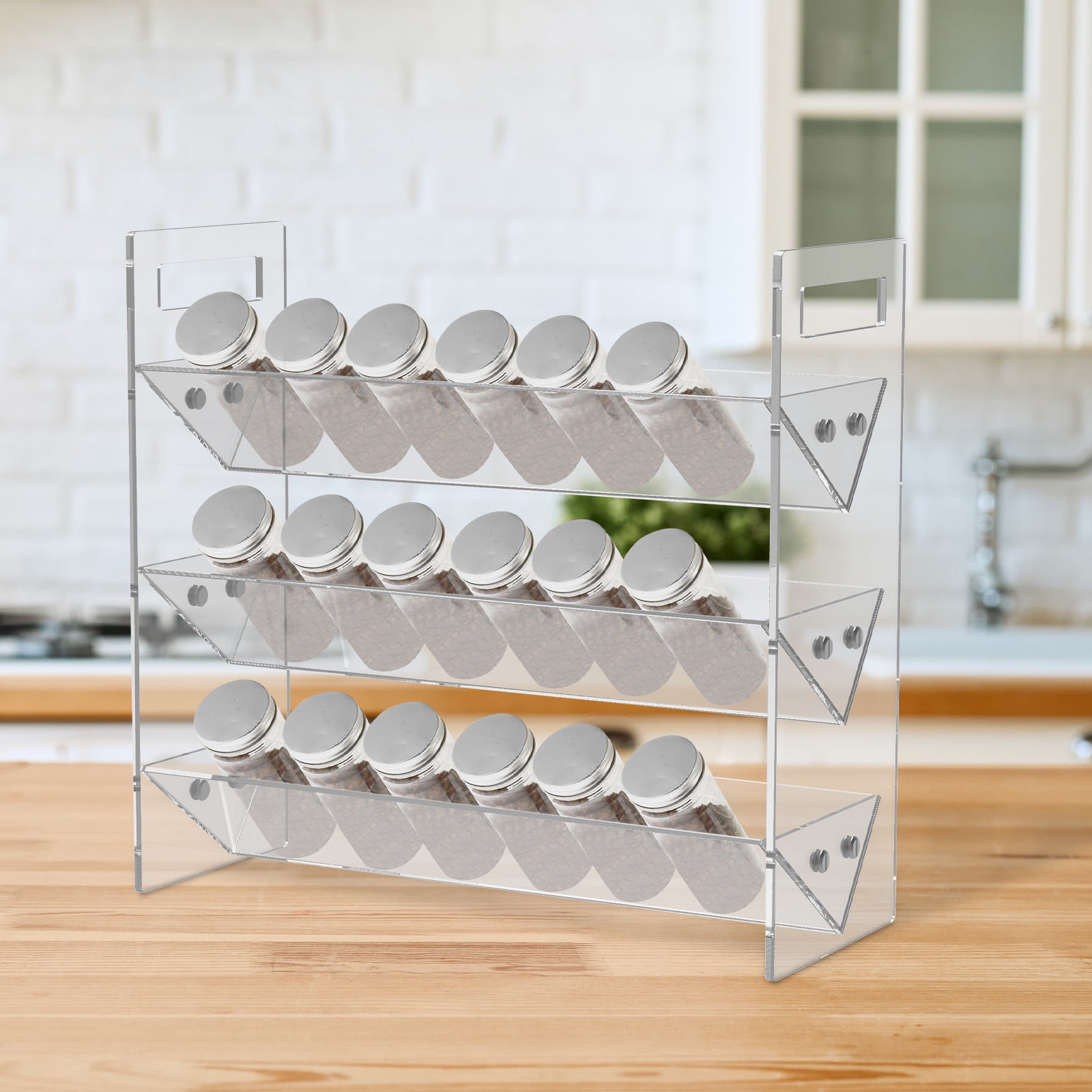 3 Tiers Spice Rack Organizer with Handles Acrylic Spice Rack Clear ...