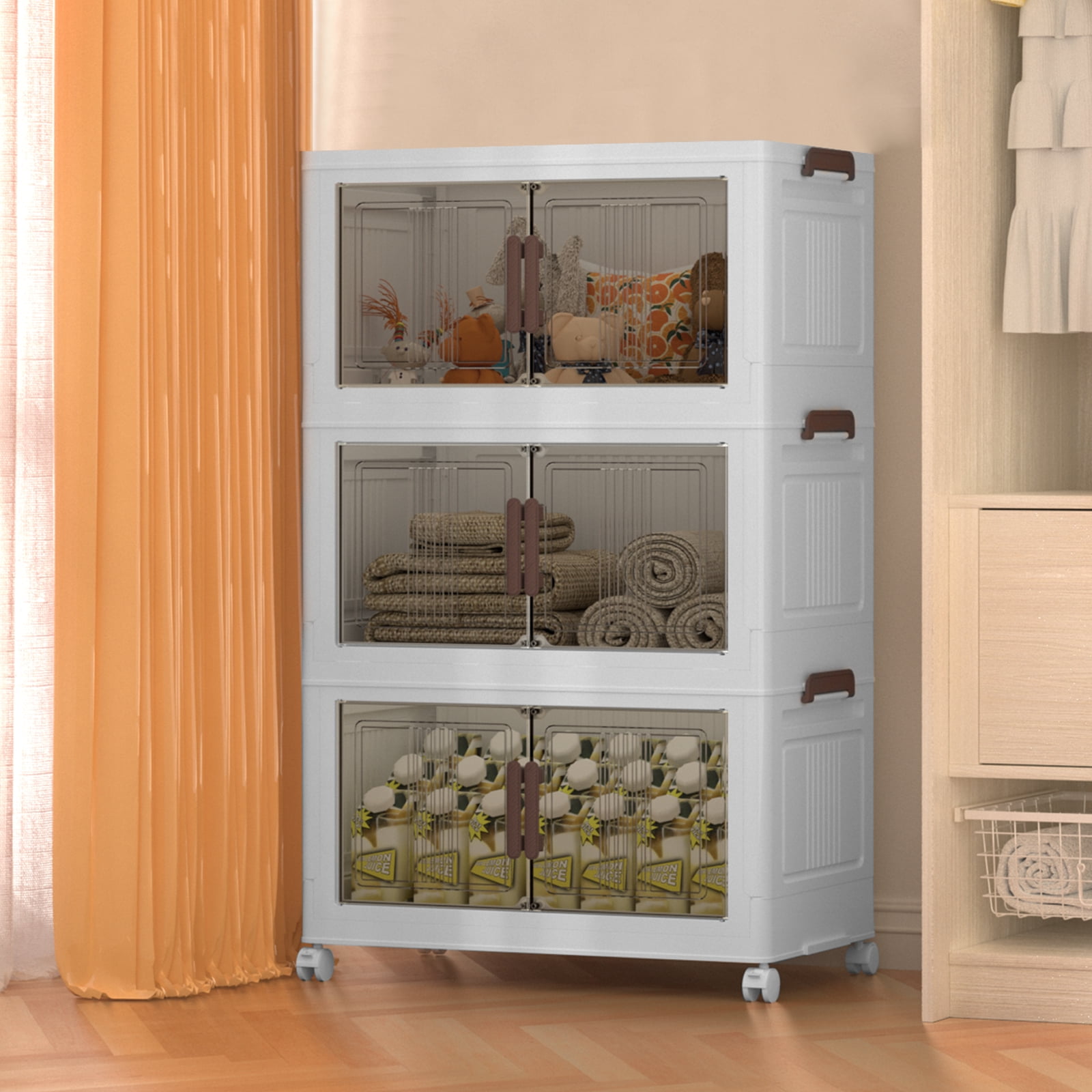 3 Tiers Storage Bins-Plastic Storage Bins, Storage Bins with Wheels ...