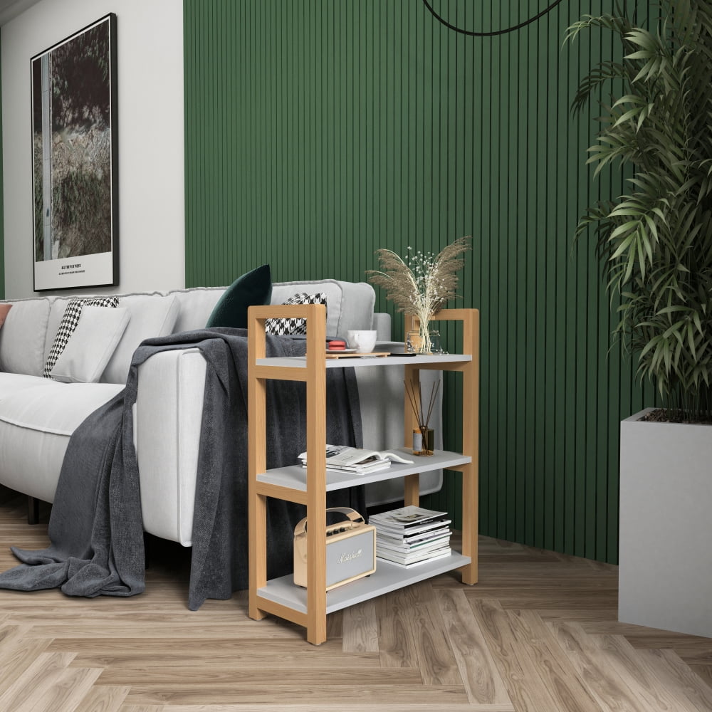 3 Tiers Storage Bookcase, Industrial Ladder Shelves Open Display ...