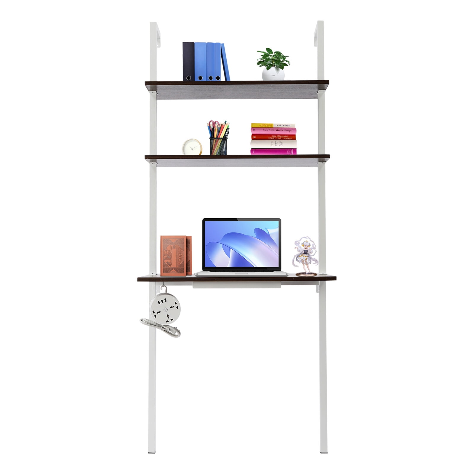 3 Tiers Wall Mounted Folding Laptop Desk Organizer Storage Space Saver ...