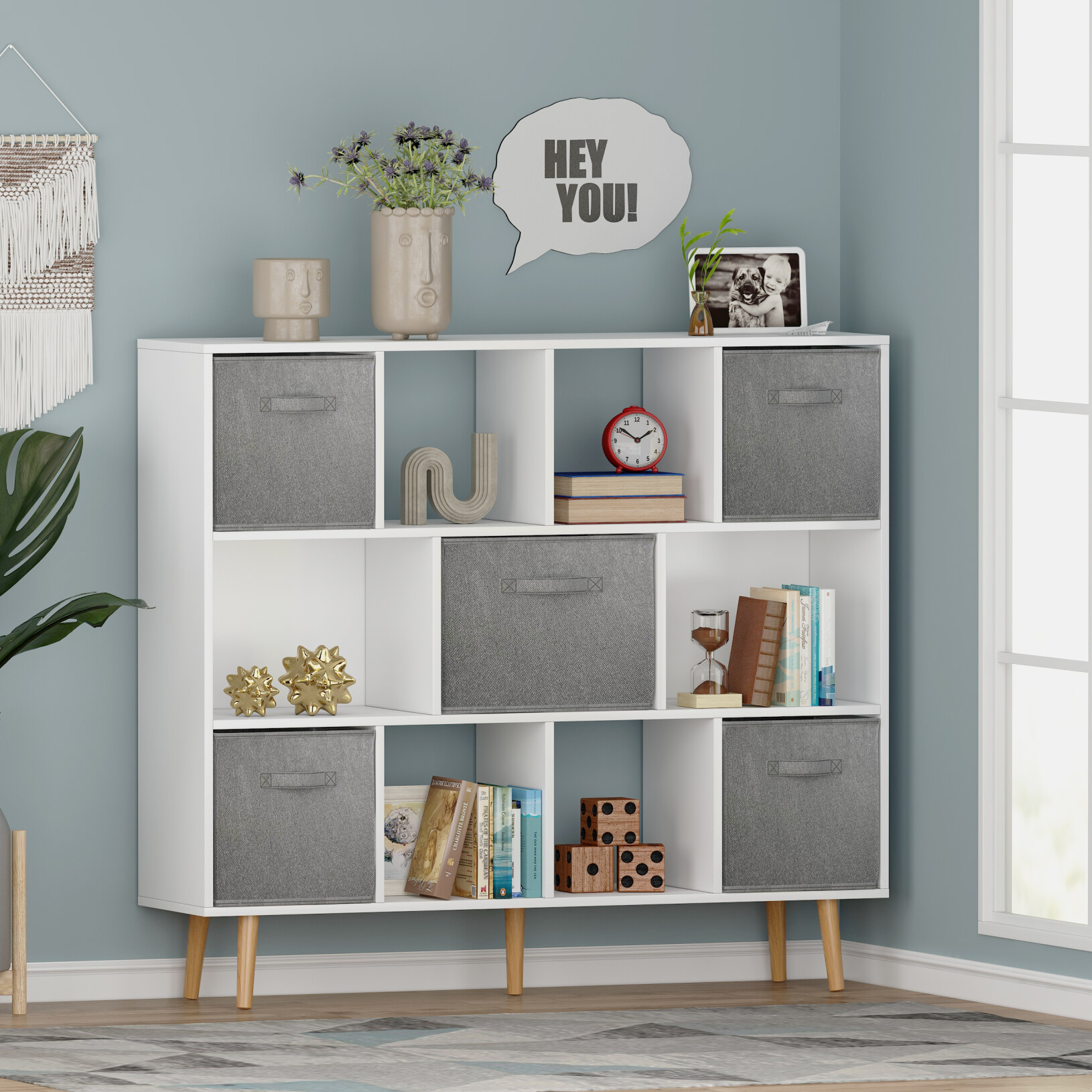3-Tire Child 11 Cube Storage Cube Bookcase, Open Shelves Cabinet with 5 ...