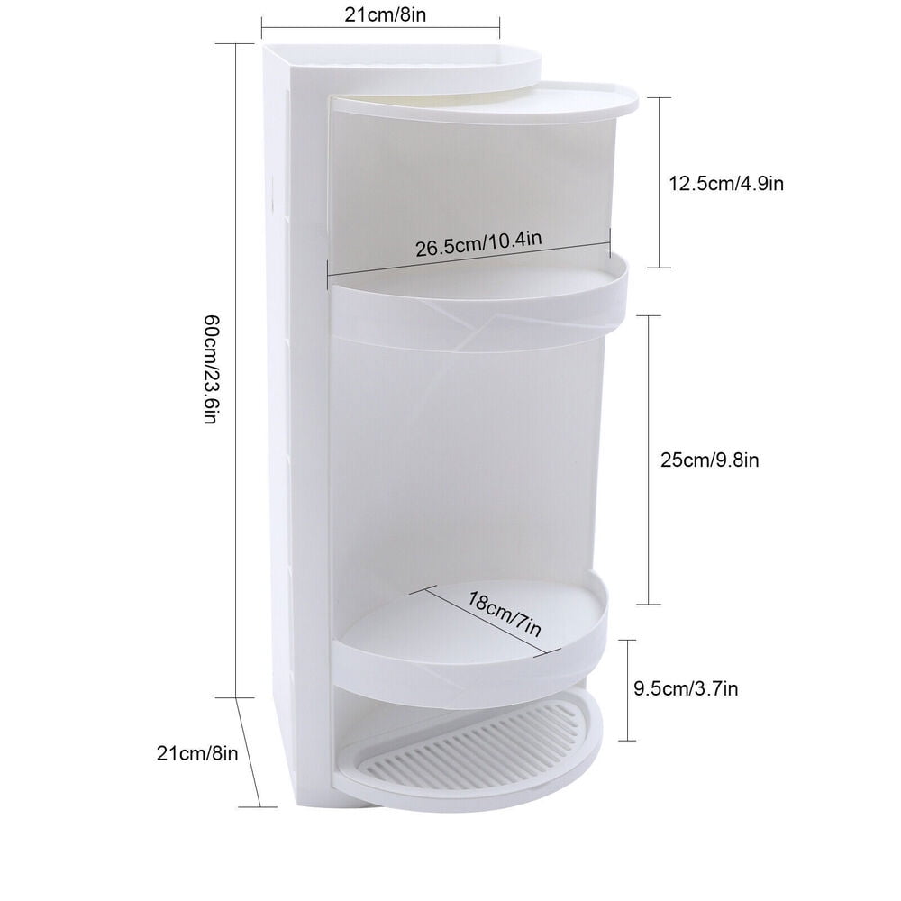 3-Tire Rotating Triangle Scalloped Shelf Corner Shelves for Bathroom ...
