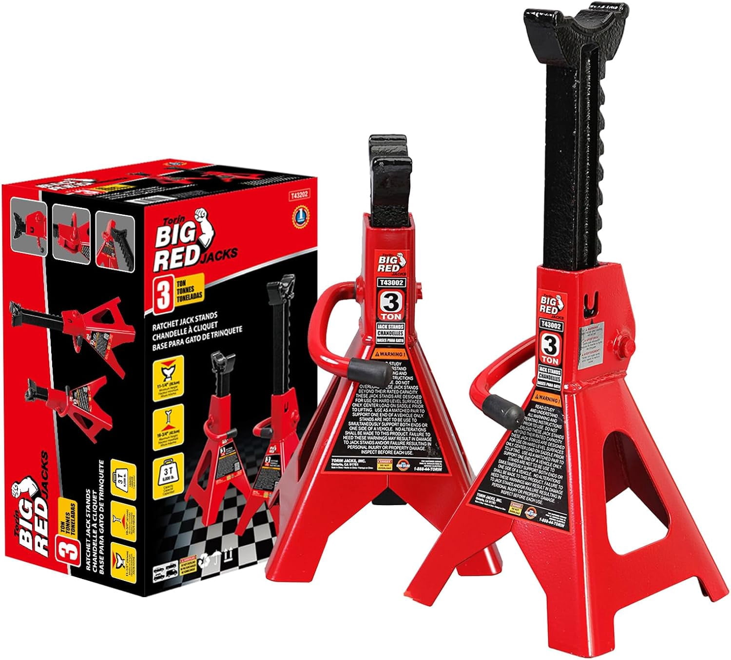 3 Ton (6,600 LBs) Jack Stands, with Adjustable Lock Car Jack Stand, Fit ...