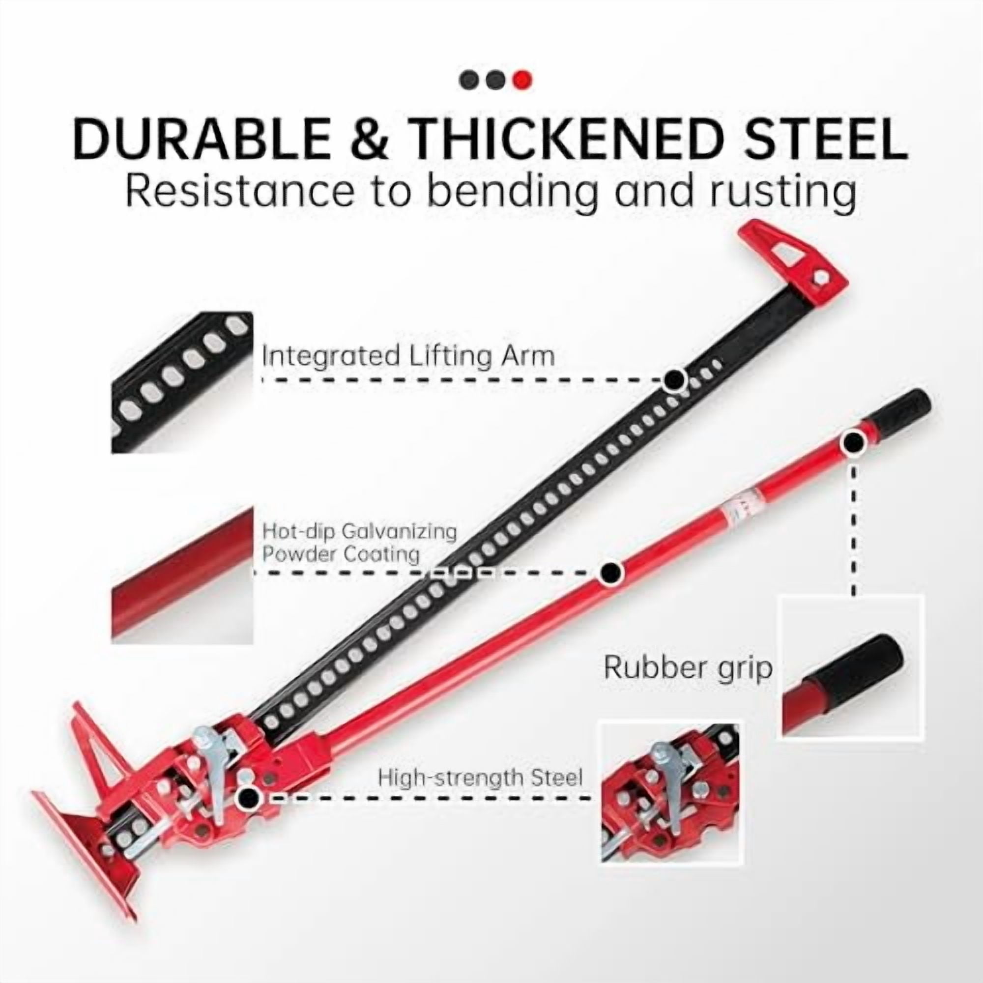 3-Ton (6000 lbs) Capacity 60 in. Cast Iron Ratcheting Off-Road Utility Farm Jack Ideal for Car ...