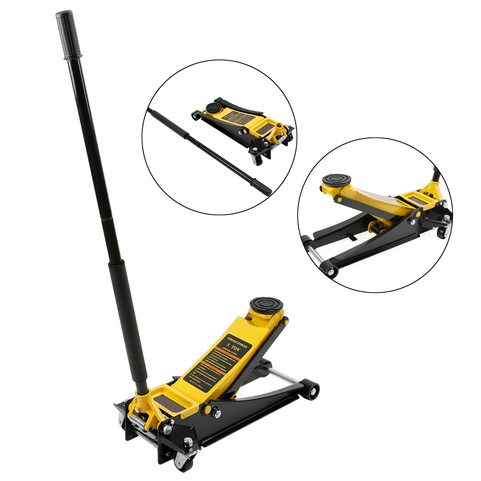3 Ton Aluminum Steel Floor Jack With Dual Pistons Quick Lift Pump Lift ...